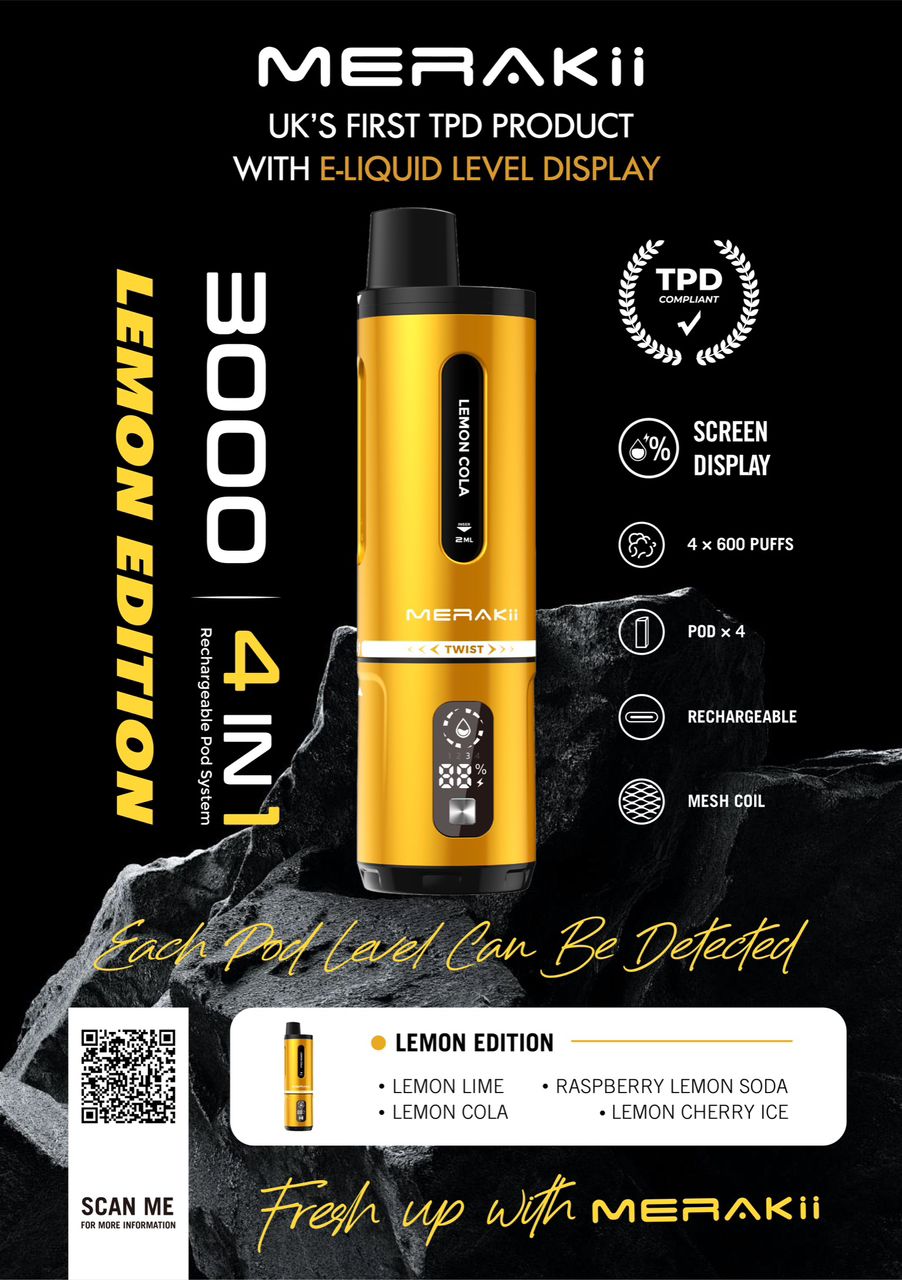 4 in 1 Merakii 3000 Puffs Disposable Vape Pod Kit Box of 5 - Vape ...